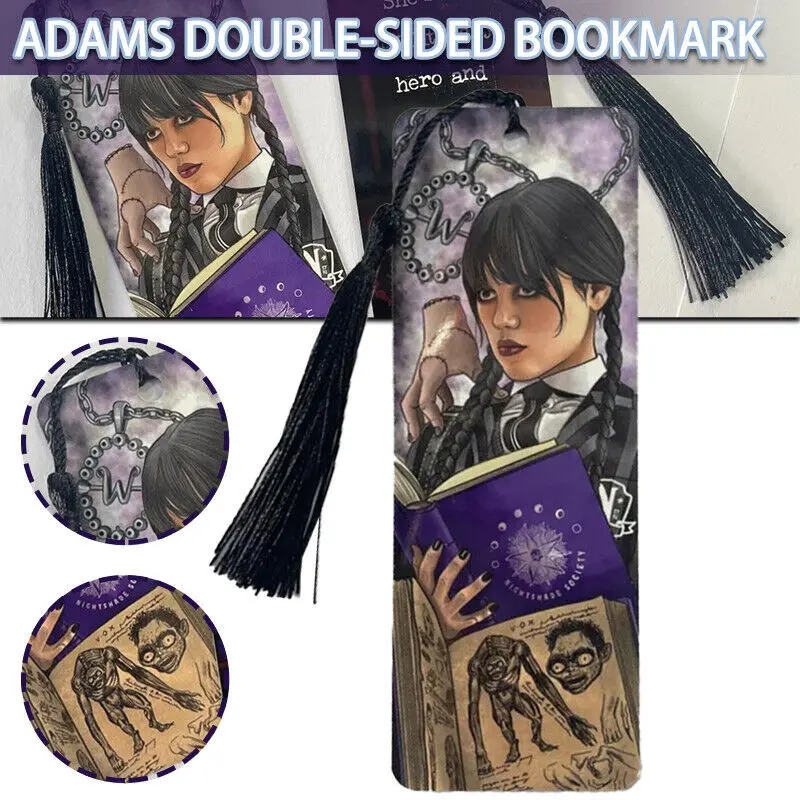 Wednesday Addams Double Sided Bookmark Black Bookmarks Reading Book ...
