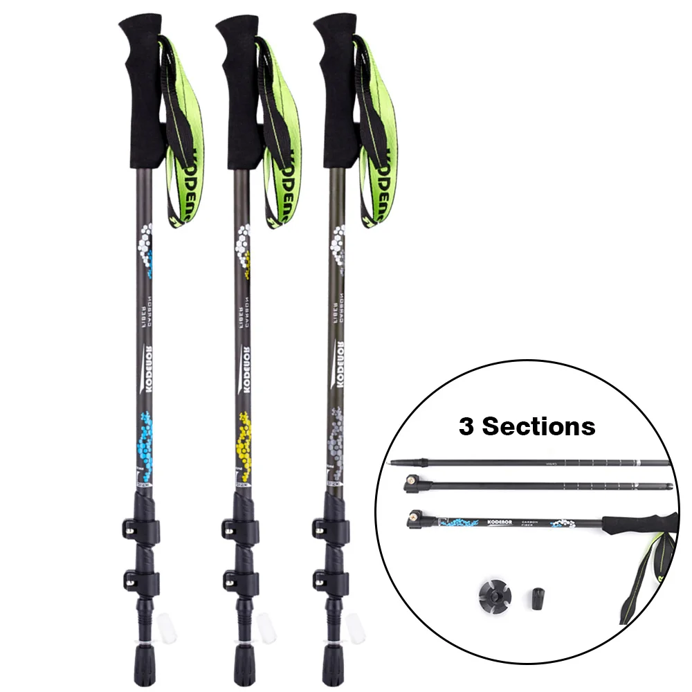 1-Pcs-Hiking-Walking-Sticks-3-Sections-KODENOR-Carbon-Fiber-Telescopic ...
