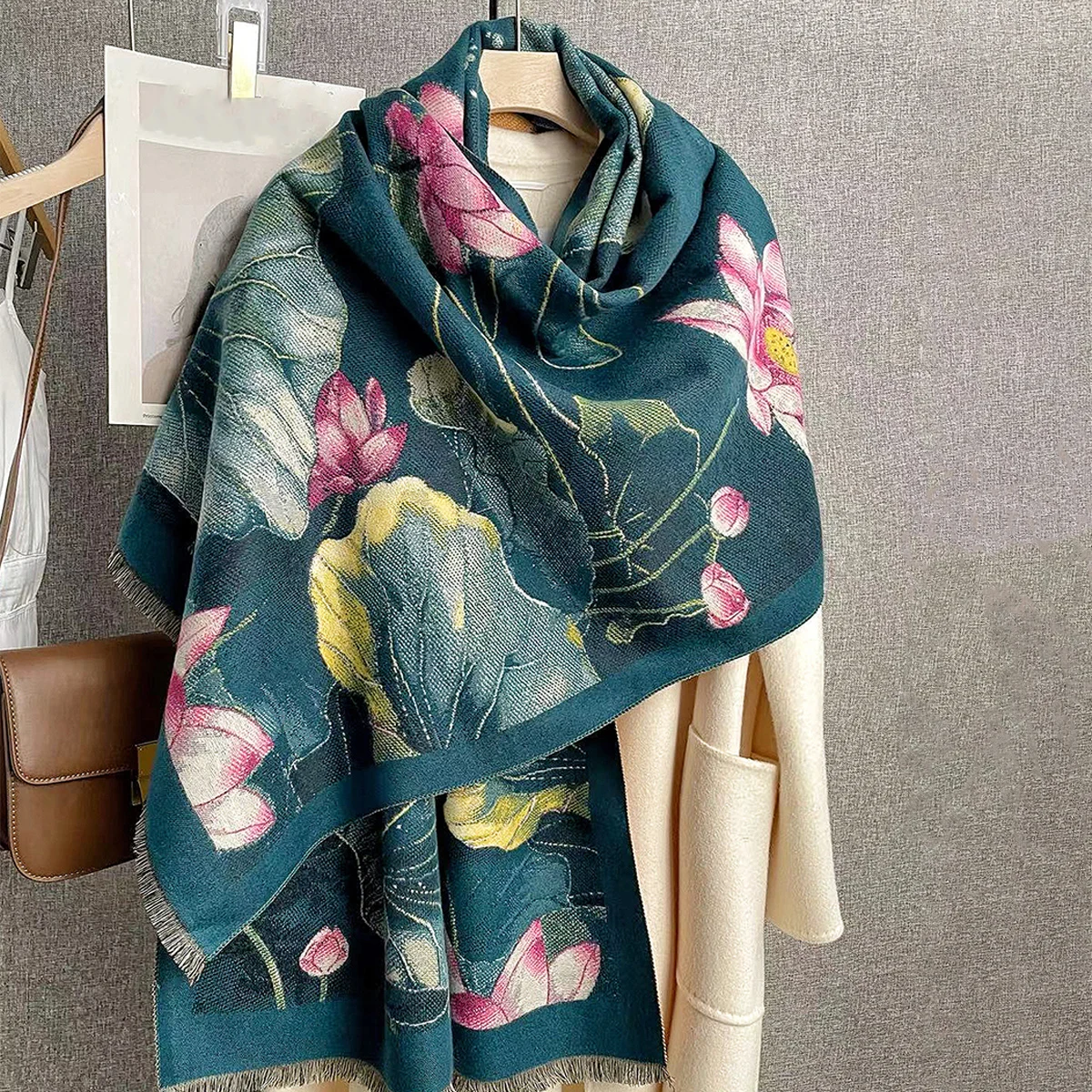 68*190CM Long Floral Pattern Scarf Summer Large Sofa Blanket ...