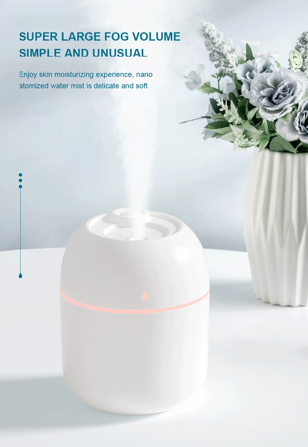 Diffuseur,Mini humidificateur d'air ultrasonique Portable de 220ML, avec goutte d'eau, diffuseur ...
