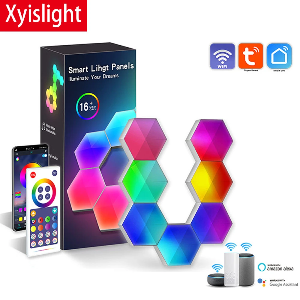 Tuya Quantum Lamp Smart APP WIFI Bluetooth Night Light LED Hexagon ...
