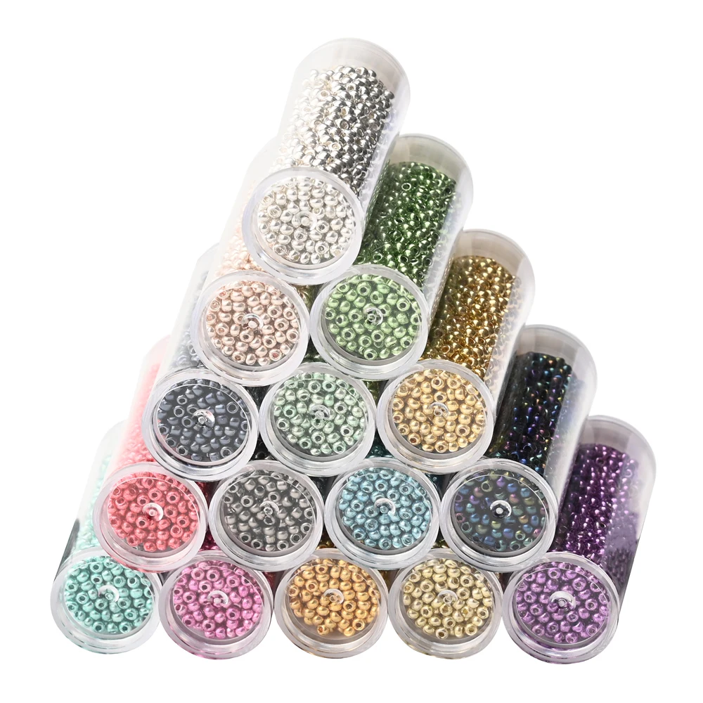 2mm Round Charm Glass Seedbeads Metal Color Small Craft Beads For DIY ...