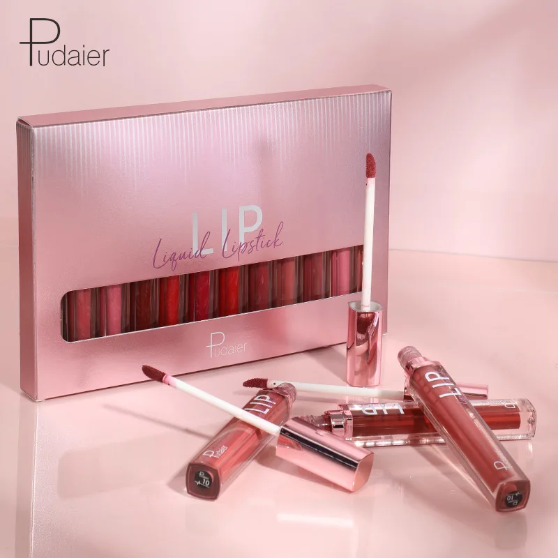 Pudaier 12 Cores/Set Shimmer Matte Perolado Lipgloss Líquido Batom ...