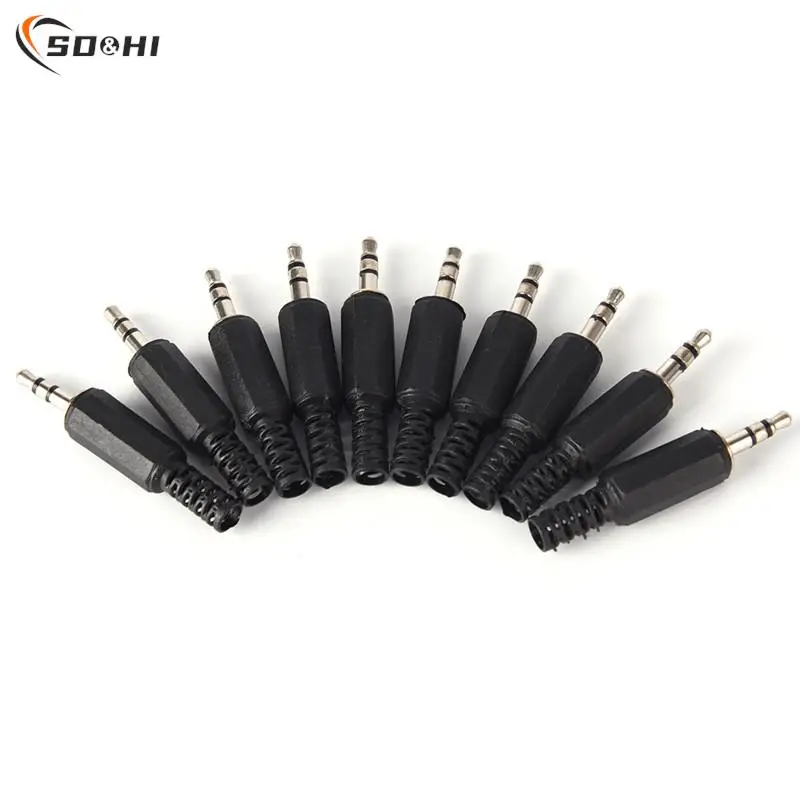 5pcs-Black-Plastic-Pure-Copper-Conductor-Housing-Audio-Jack-Plug ...