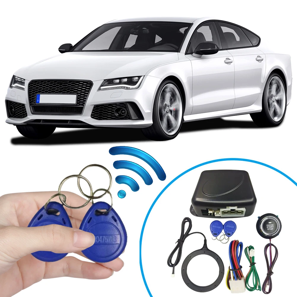 12V-RFID-Engine-Start-Push-Button-Keyless-Entry-Starter-Kit-Auto-Alarm ...