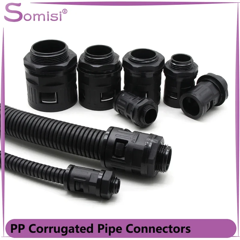 Cable Gland Nylon Plastic Corrugated Tube Connectors Pipe Joint AD13 15 ...