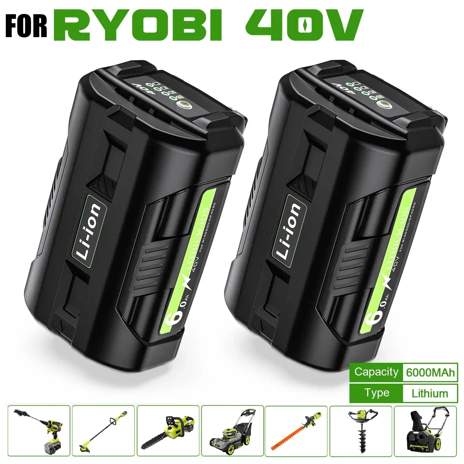 40V-6000mAh-Li-ion-Battery-For-Ryobi-OP4040-OP4026-OP4030-OP4050 ...