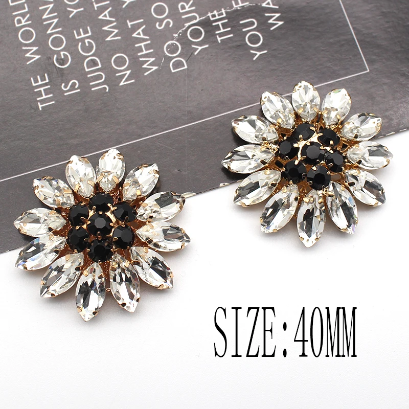 New-Fashion-Metal-Glass-Clothing-Decoration-2Pieces-Batch-40mm-DIY ...