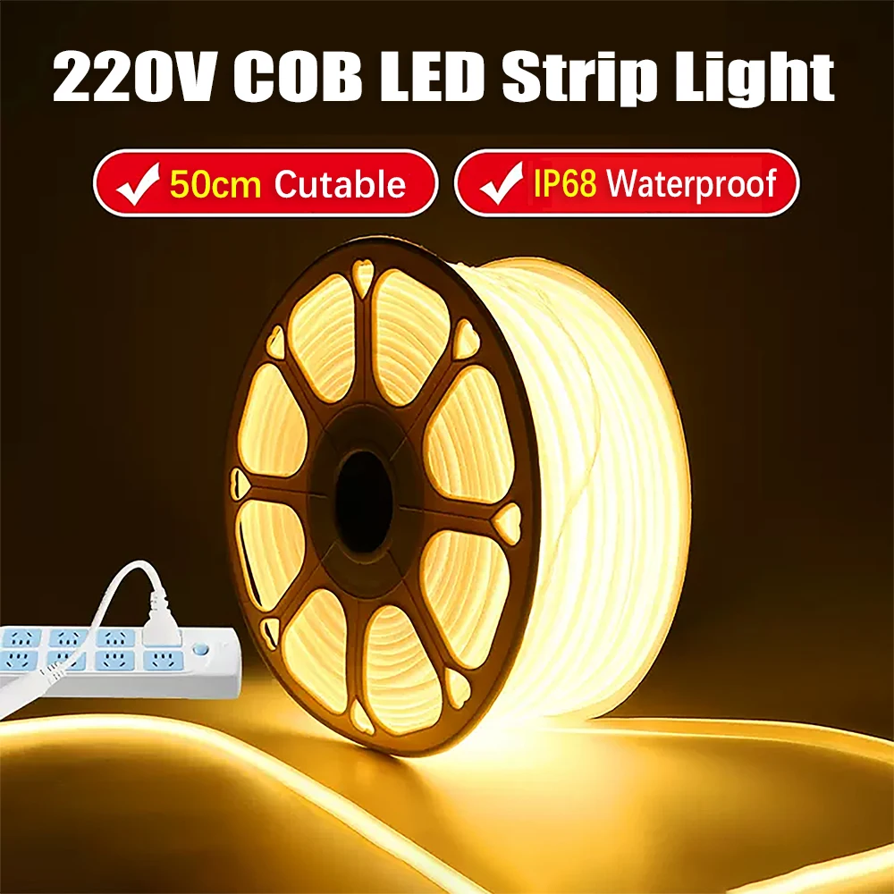 COB-Led-Strip-220V-High-Brightness-12W-M-waterproof-IP68-Flexible-Led ...