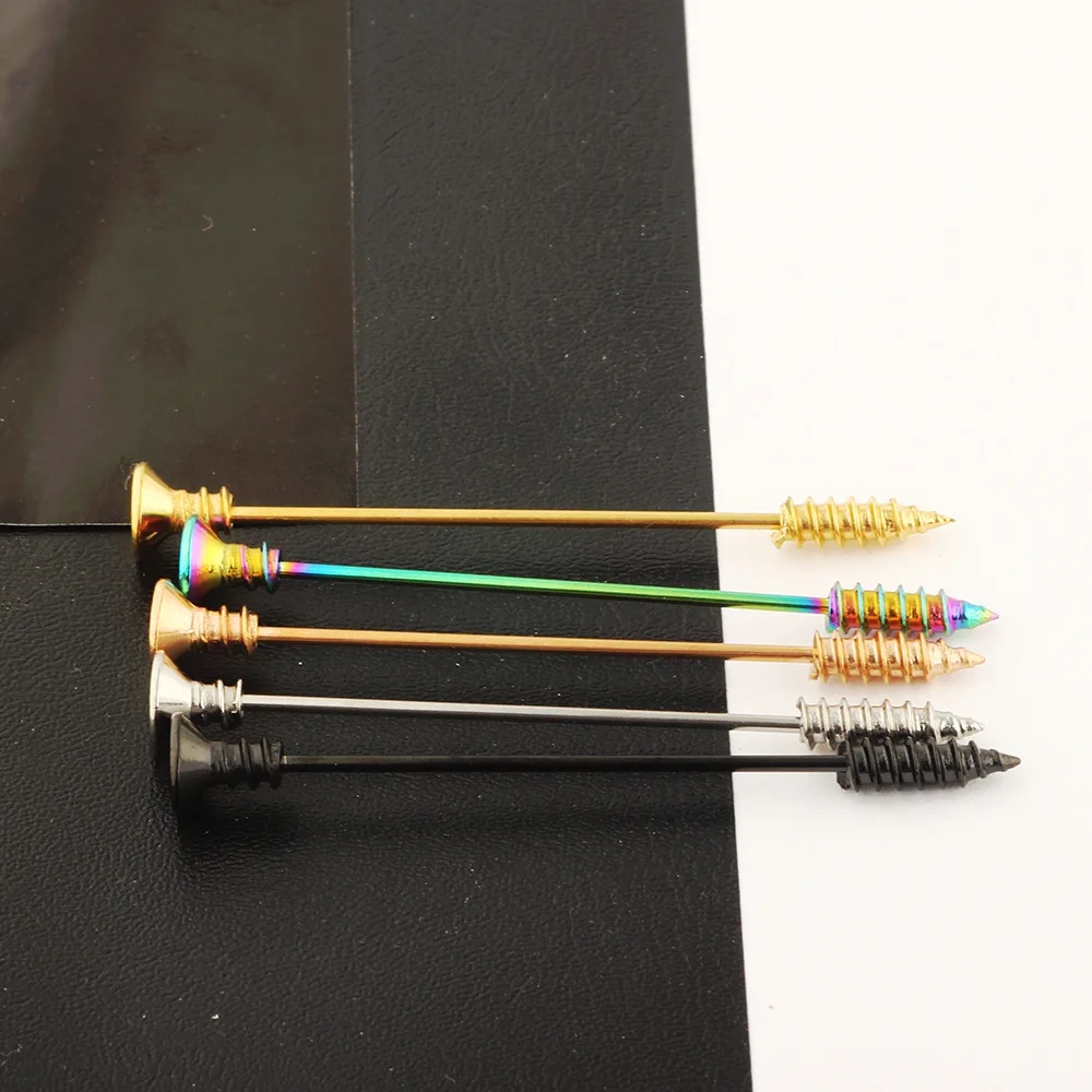 Screw-ear-extension-industrial-barbell-popular-personality-earrings ...