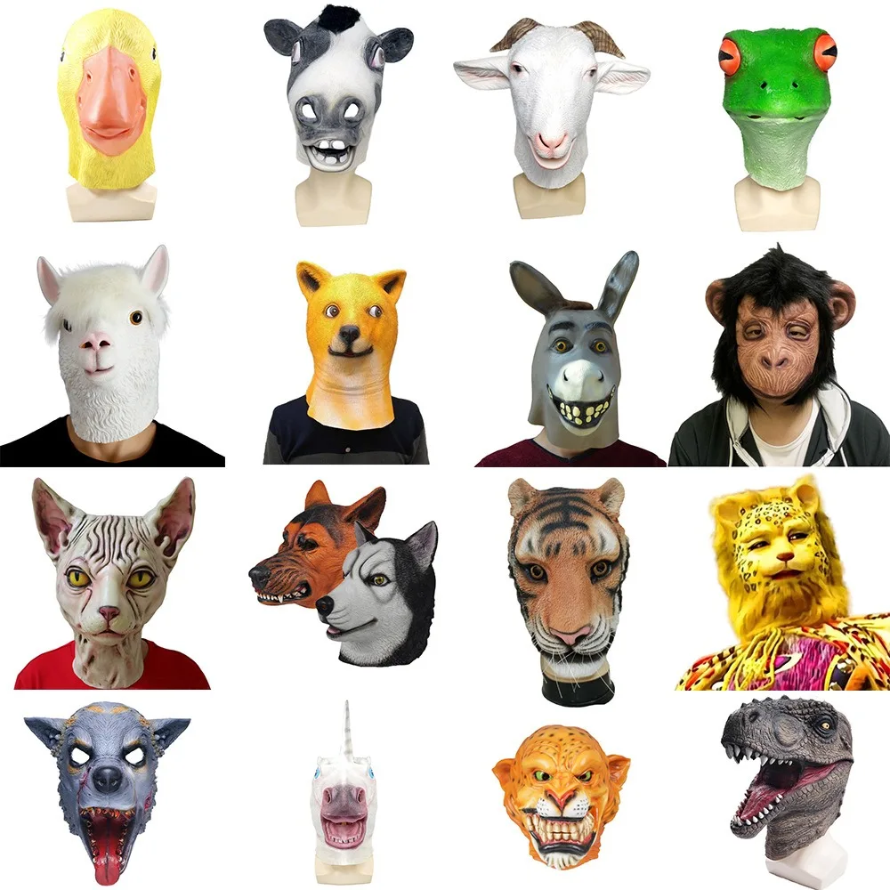 Happy Spoof Halloween Multi-style Animal Headgear, Beast Latex Mask and ...