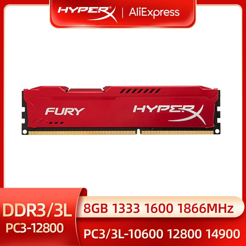 Hyperx fúria ddr3l ddr3 8gb 1866mhz 1600 1333 2400mhz pinos de 240 de memória desktop dimm PC3 ...
