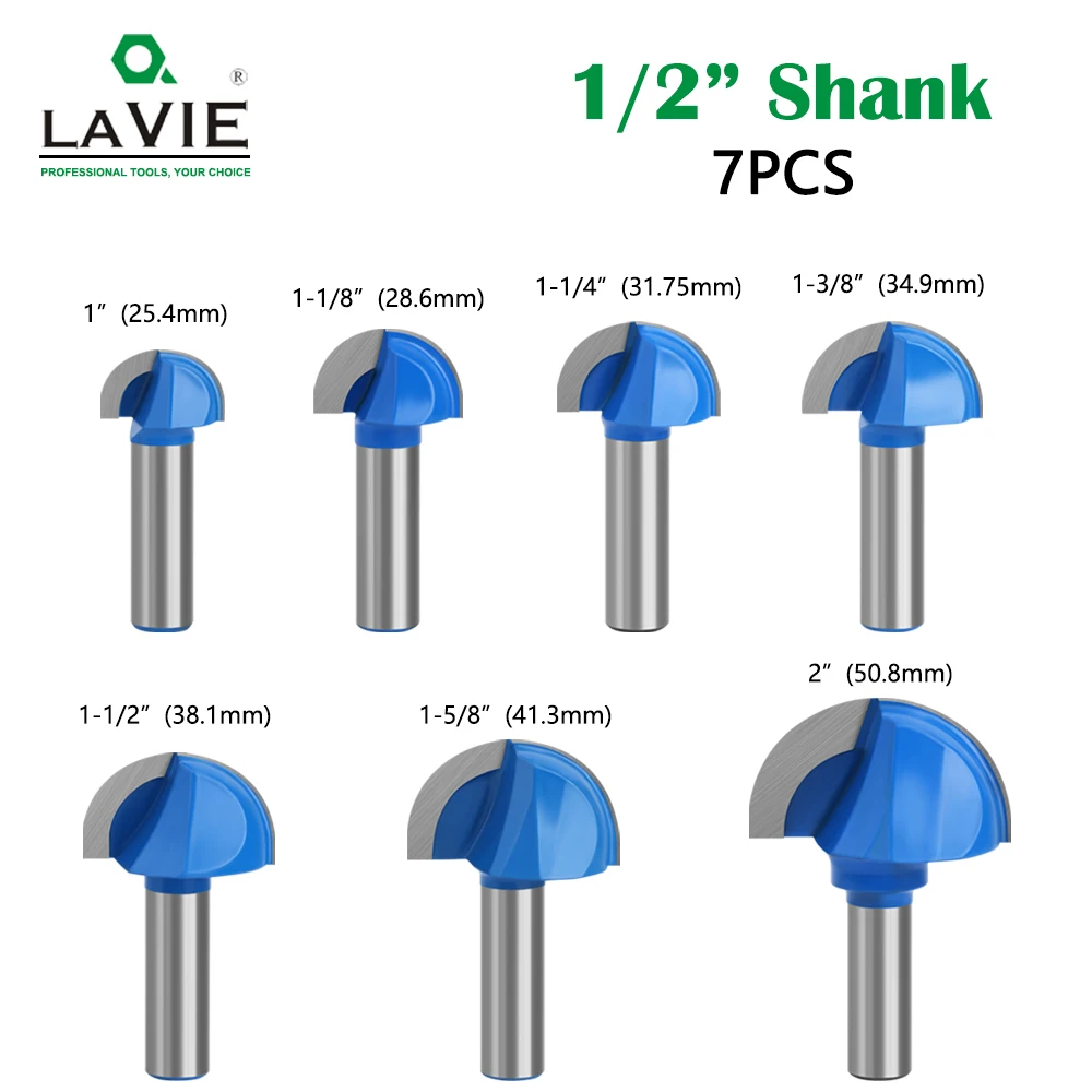 LAVIE-7pcs-12-7mm-shank-Round-Nose-Two-Flutes-Router-Bit-set-for ...