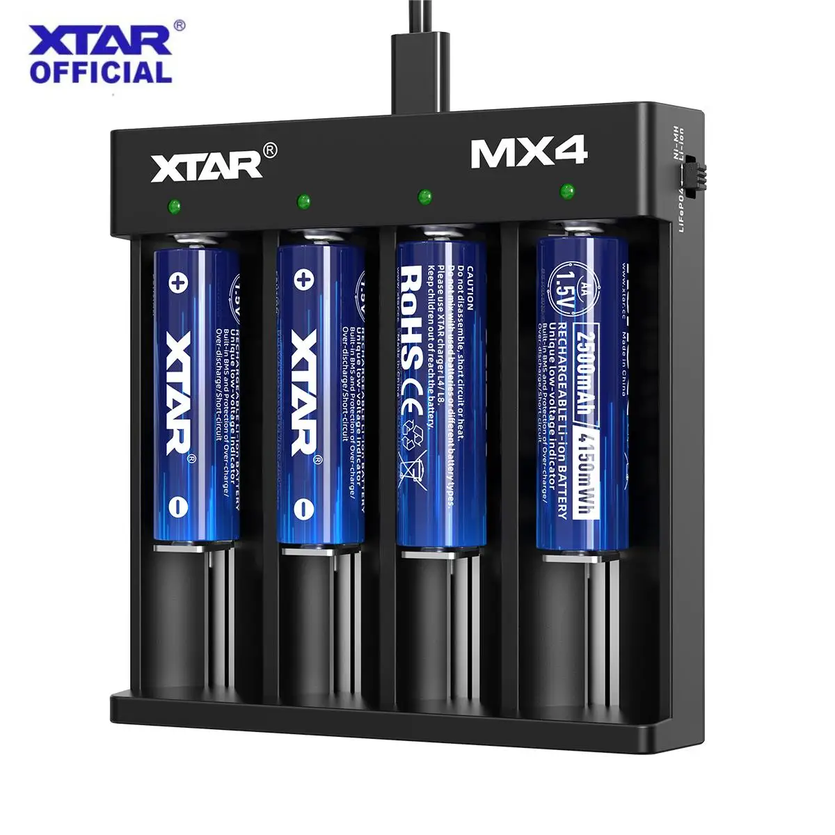 XTAR MX4 Charger New Widest Compatibility 1.5V Battery Charger Set AA ...