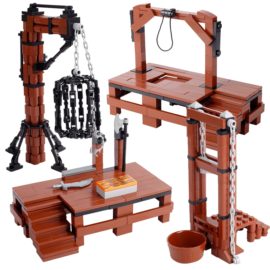 MOC-Medieval-Guillotine-Building-Blocks-Kit-Hanging-Cage-Gallows-Trial ...