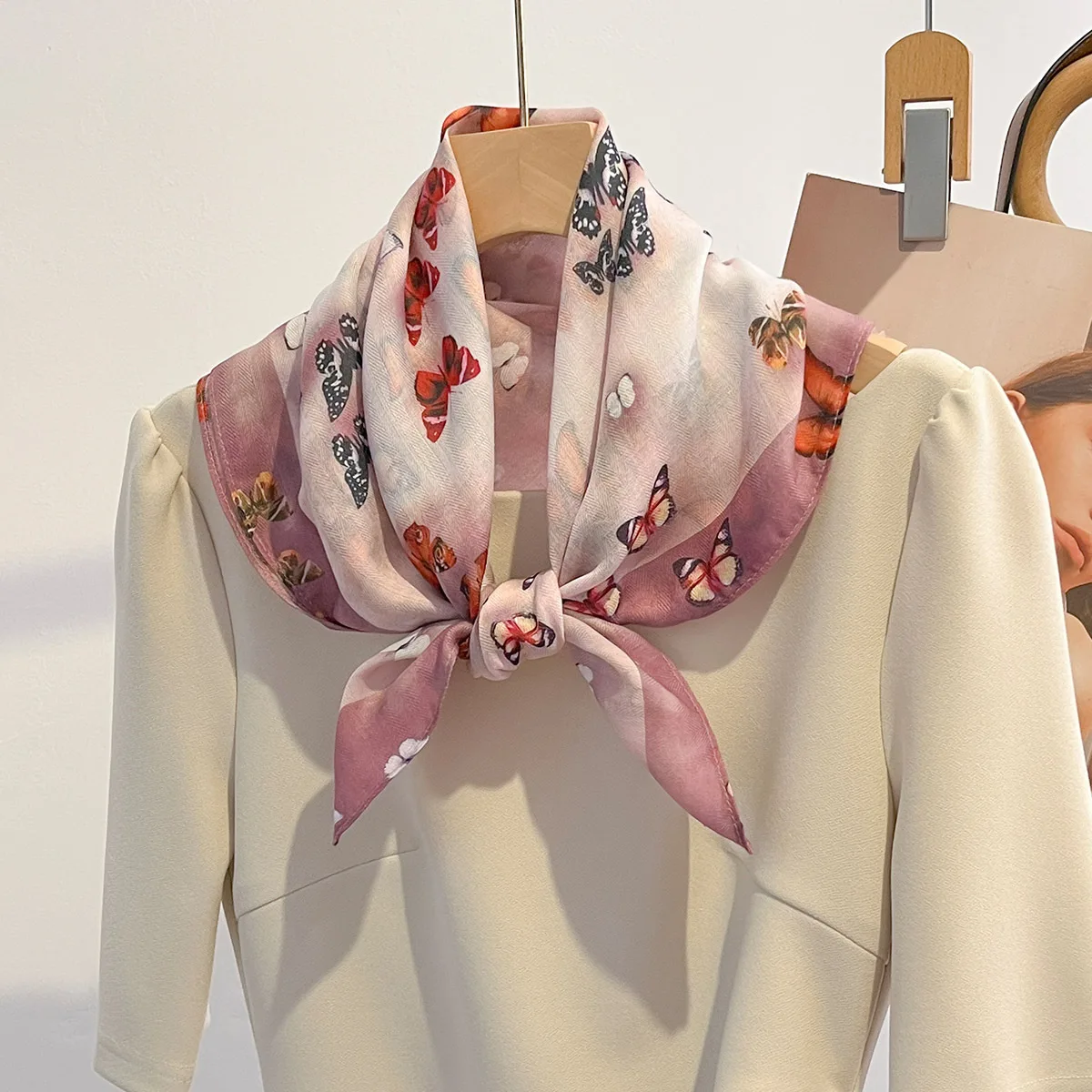 Fashionable commuting butterfly print high-end decorative scarf, women ...