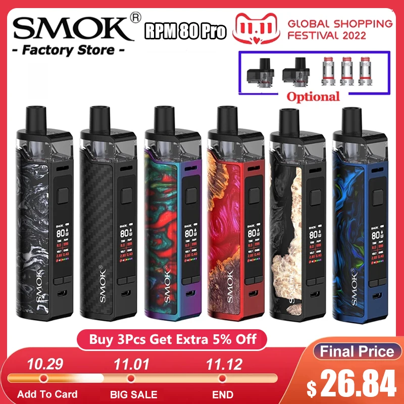 Original-SMOK-RPM80-Pro-Pod-Vape-Kit-80W-3000mAh-Battery-E-Cigarette ...