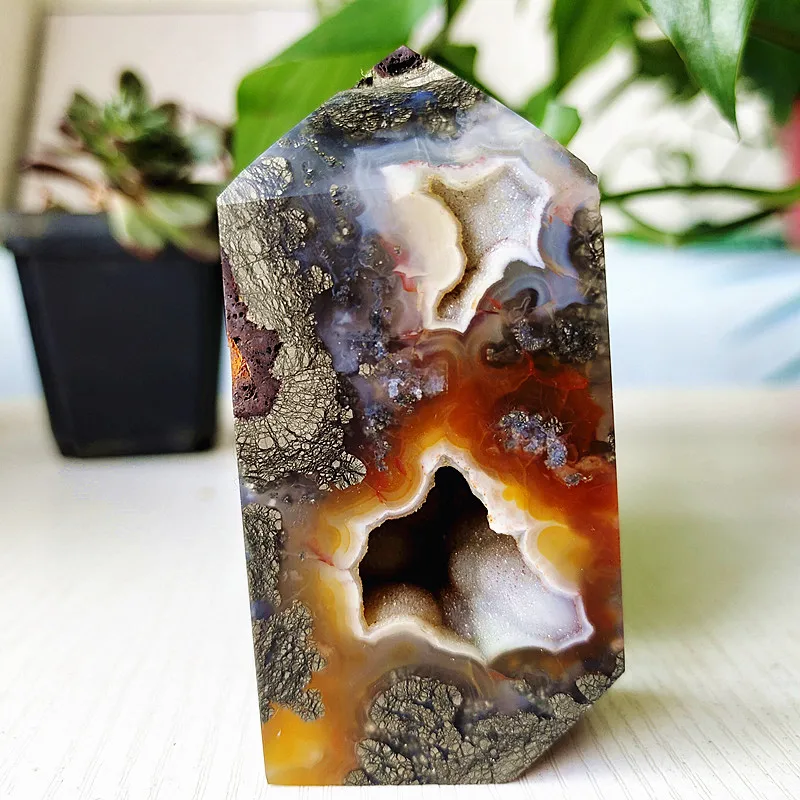 Natural-Agate-Crystal-Tower-Stone-Wand-Point-Room-Decoration-Agate-and ...