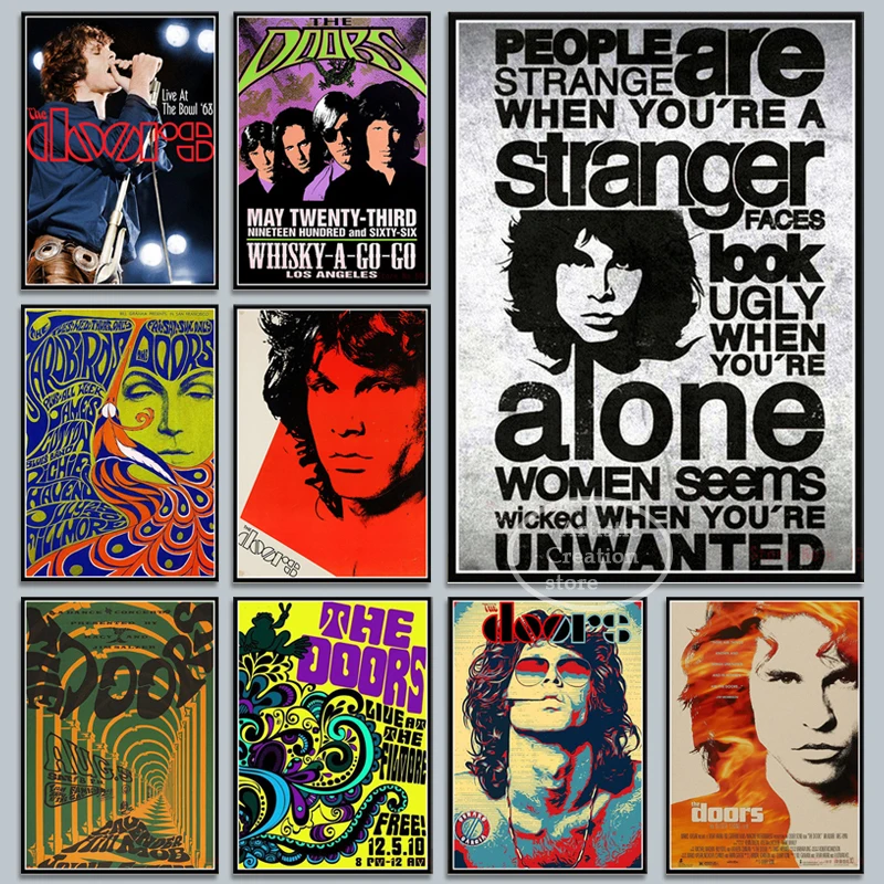 The-Doors-Jim-Morrison-Posters-Canvas-Painting-HD-Print-Rock-Band-Music ...