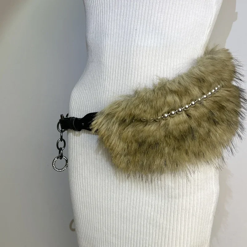 Vintage PU Belts Personalized Punk Faux Fur Belt Hiphop Heavy Metals ...