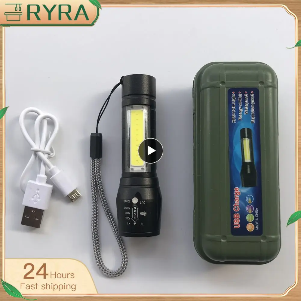 Portable-Mini-Led-Flashlight-Built-In-Battery-Zoom-Torch-COB-Lamp-2000 ...
