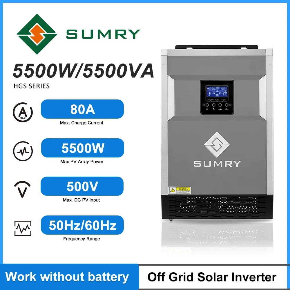 SUMRY HGS Off Grid Solar Inverter 3.5/5.5kw 24V 48V MPPT 110A 5500W ...