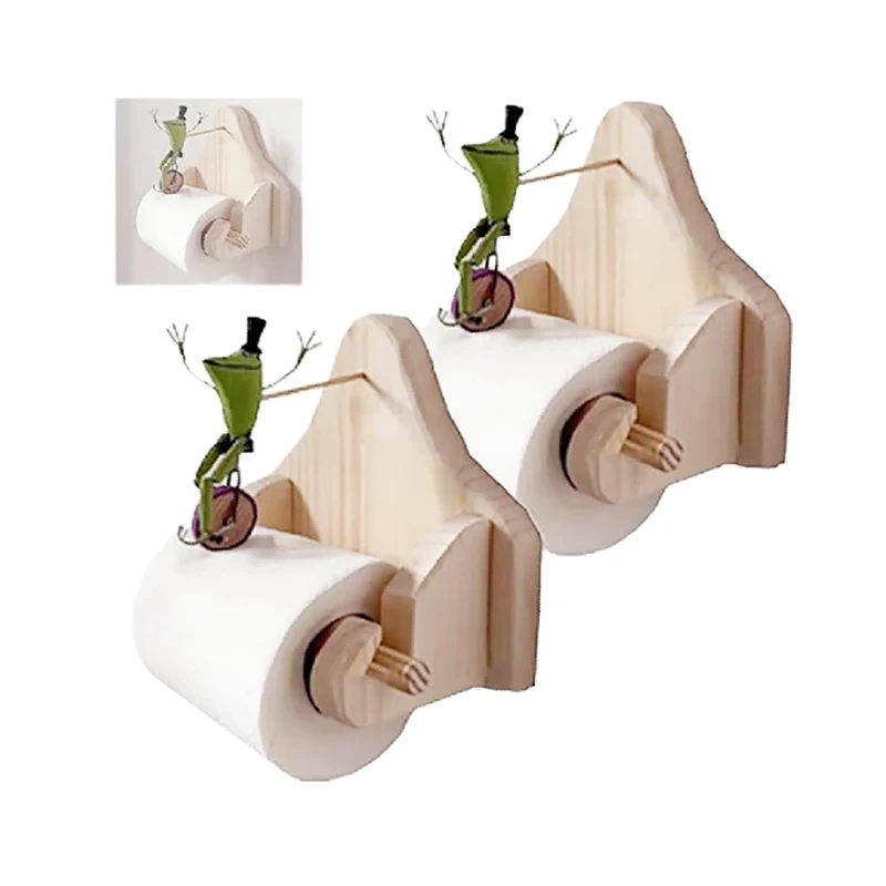 Creative-Frog-Riding-Bicycle-Toilet-Paper-Holder-Wooden-Tissue-Roll ...