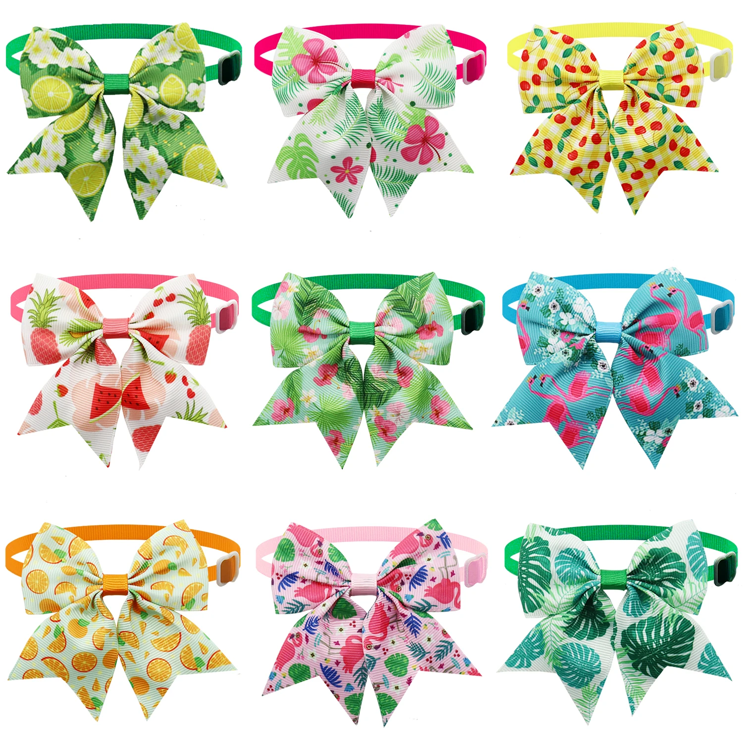 50-100Pcs-Summer-Style-Dog-Bows-Flamingo-Fruit-Cat-Dog-Bowties-Tropical ...