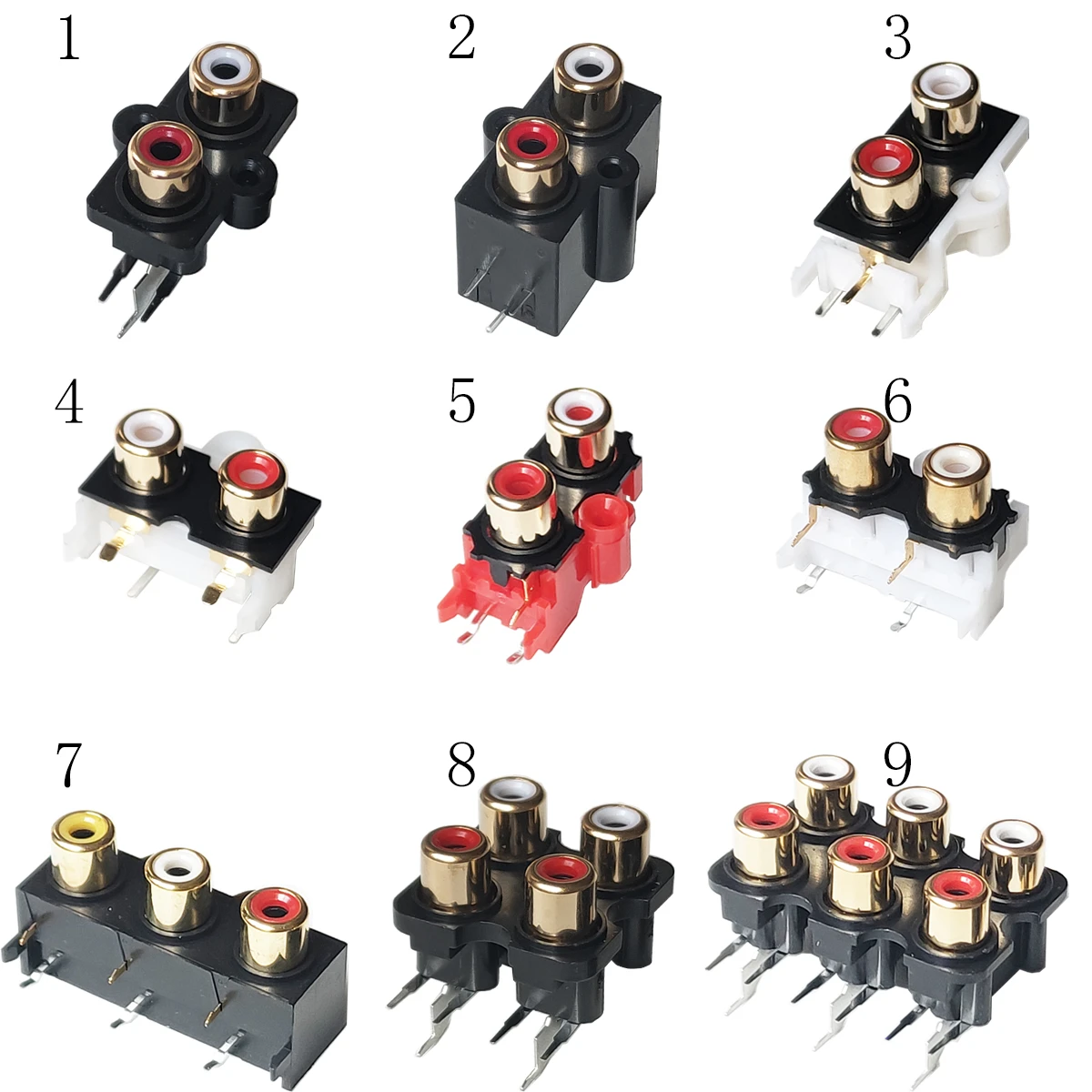 2/4PCS High Quality Golden RCA Connector 2/3/4/6Holes Stereo Audio Jack ...