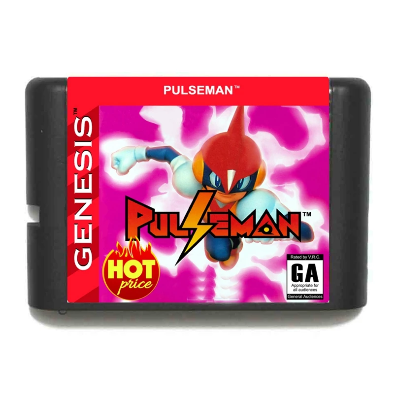 US Label Pulseman Genesis Label 16 bit MD Game Card For Sega Mega Drive ...
