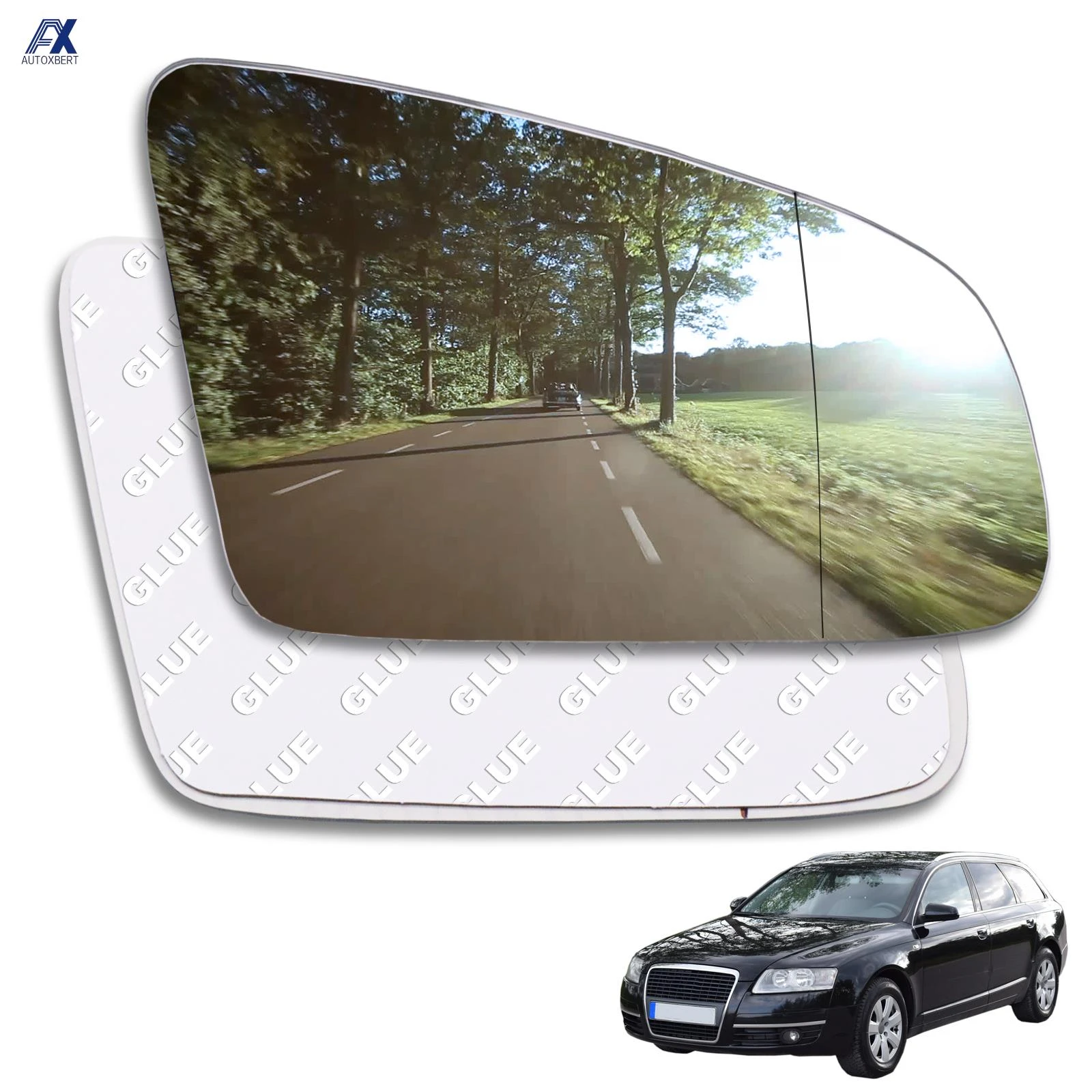 Car Rearview Stick On Mirror Glass For Audi A3 8P A4 B6 A6 2005 2008 ...