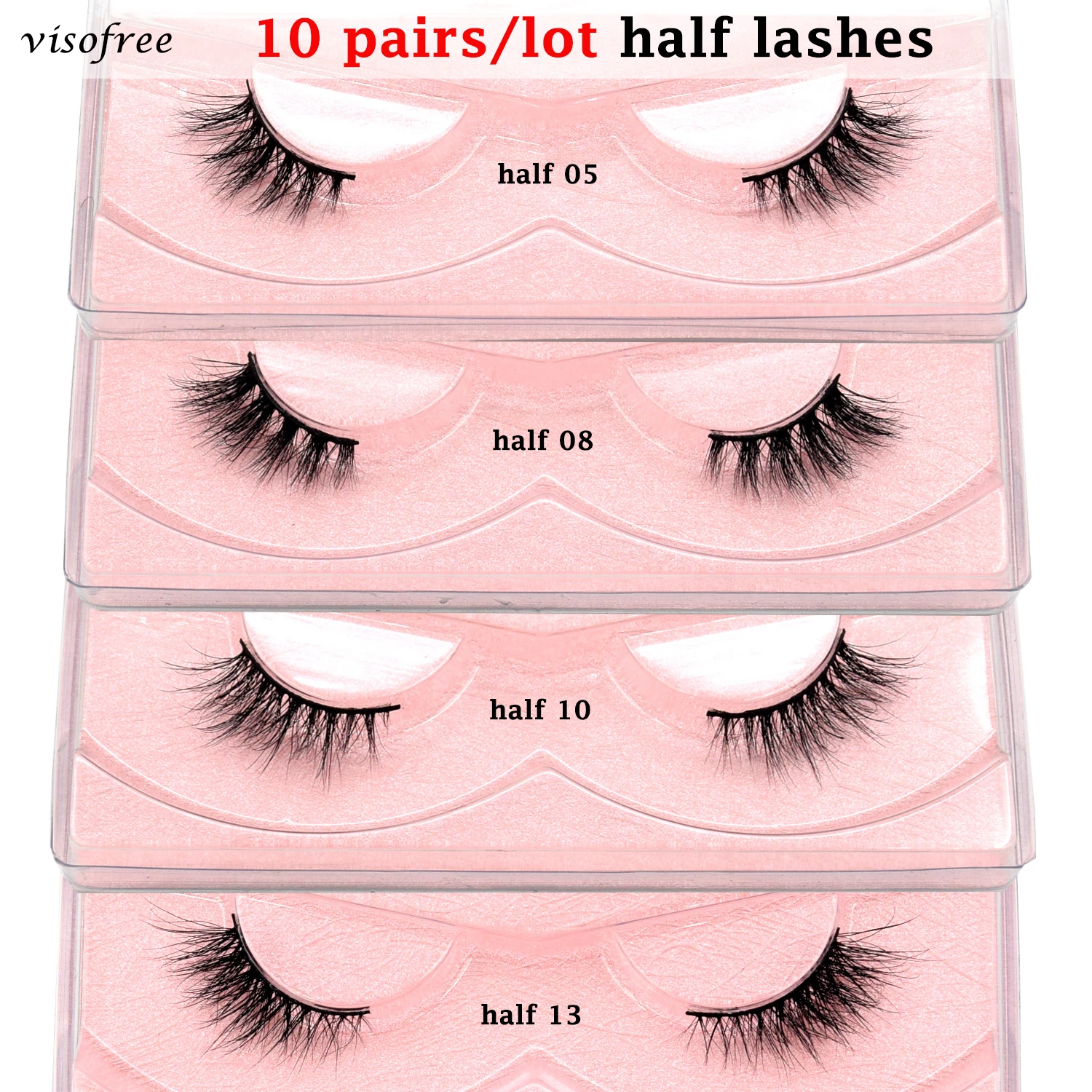 Wholesale 10 Pairs Eyelashes Visofree Half Lashes Natural Half Mink ...