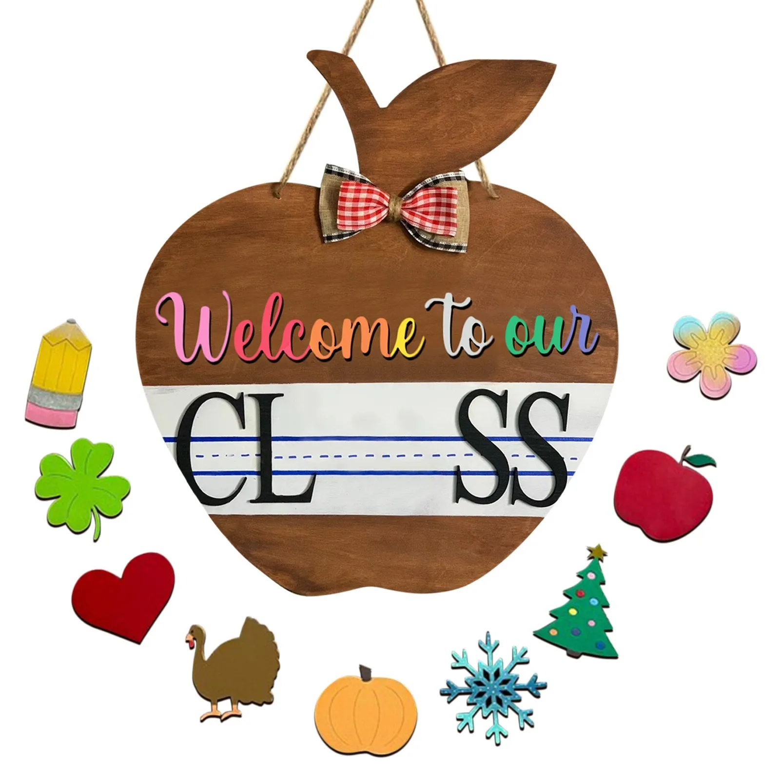 Welcome-To-Our-Class-Wooden-Hanging-Sign-Interchangeable-Fruit-Shape ...