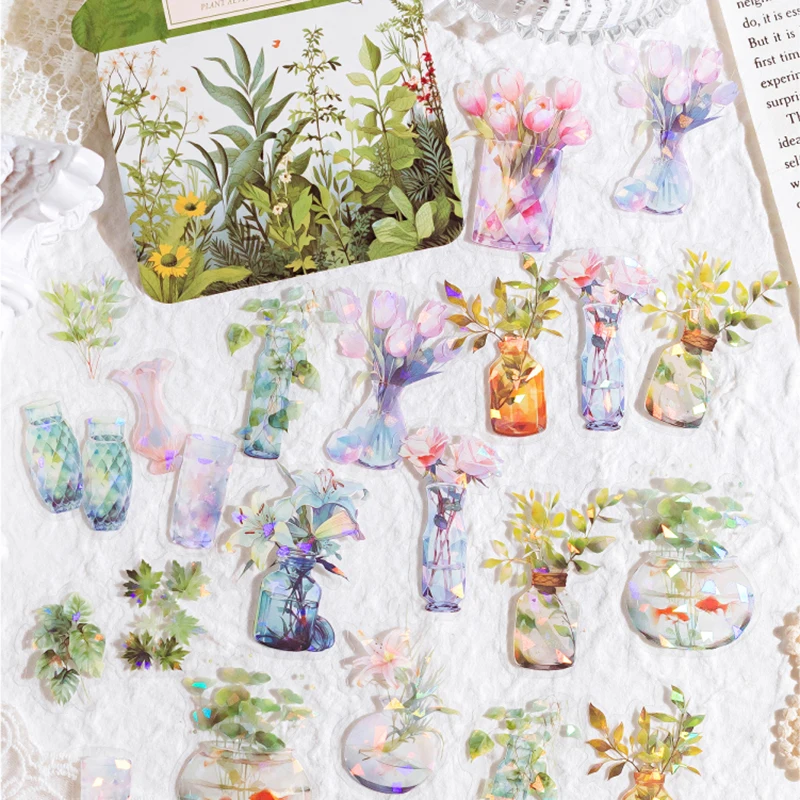 30Pcs Cute Glitter Flower Series Decorative Material Stickers Perfect ...