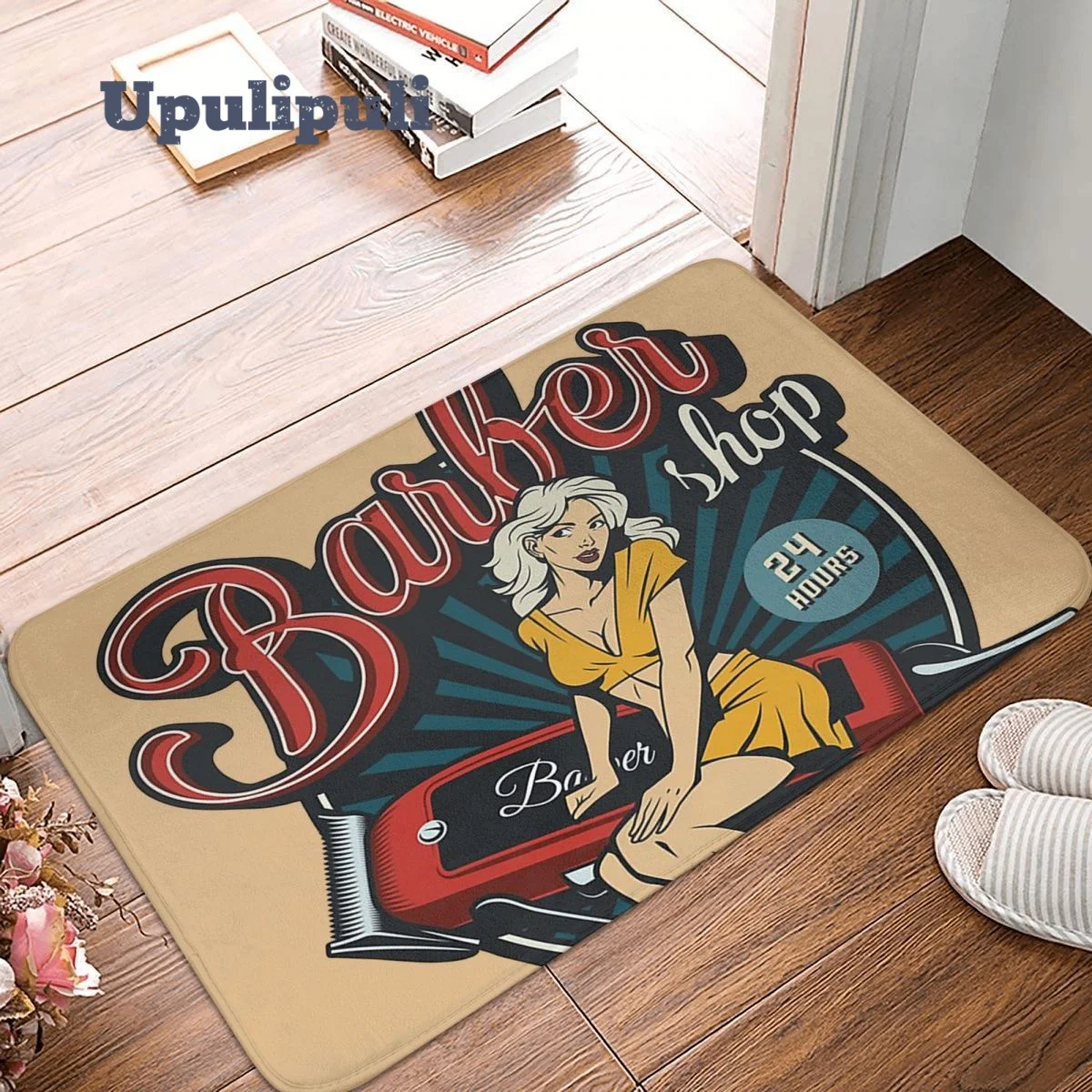 Vintage Barber Shop Doormat Soft Rug Non-Slip Barbershop Welcome Mats ...