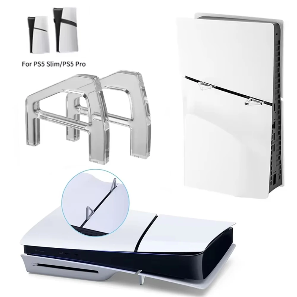 For PS5 Slim/Pro Console Horizontal Stand Transprent Triangle Support ...