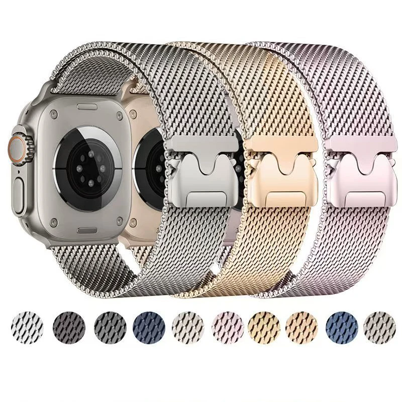 Titanium Milanese Loop For Apple watch Ultra 2 49mm Series 10 9 8 7 6 5 ...