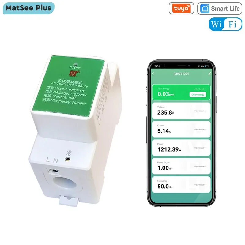 Tuya Smart Single Phase WIFI Electricity Energy Meter Din Rail with CT ...