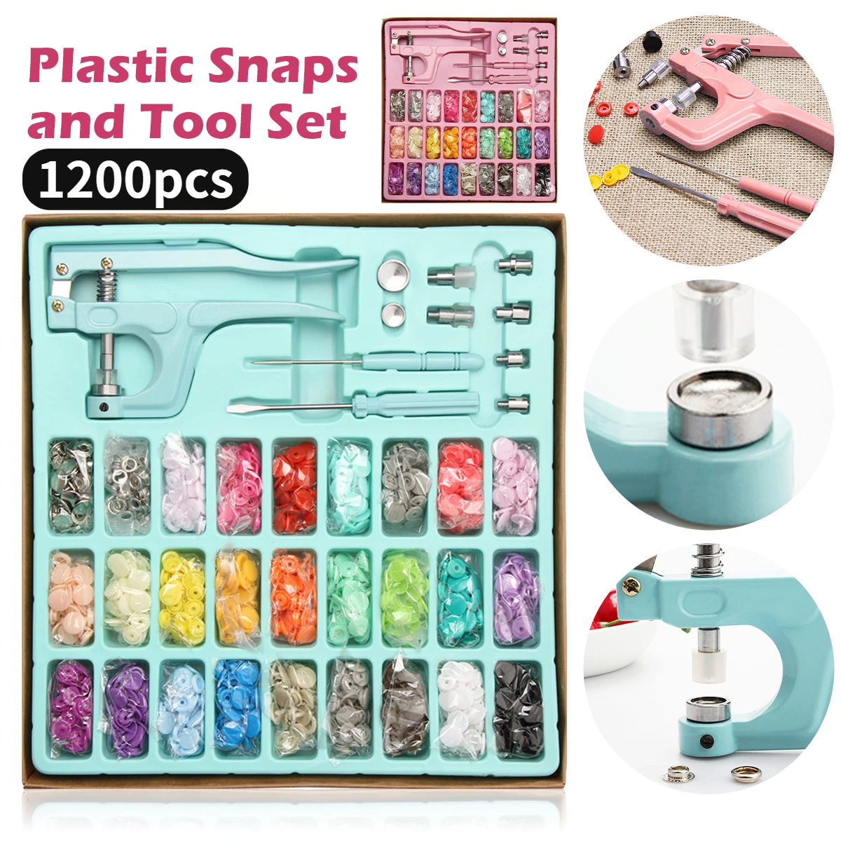 300Sets Resin Sewing Buttons Snap Fasteners Kit 25 Colors DIY Snap ...