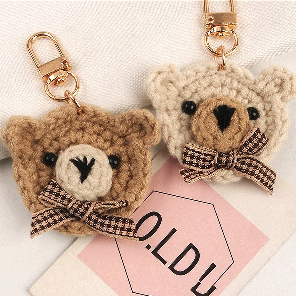 Handmade-Wool-Woven-Bowtie-Bear-Keychains-Earphone-Pendant-Decoration ...