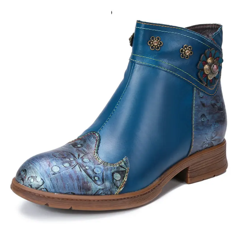 Women-Boots-3-5cm-Ankle-Mid-Calf-Genuine-Leather-Autumn-Spring-Booties ...