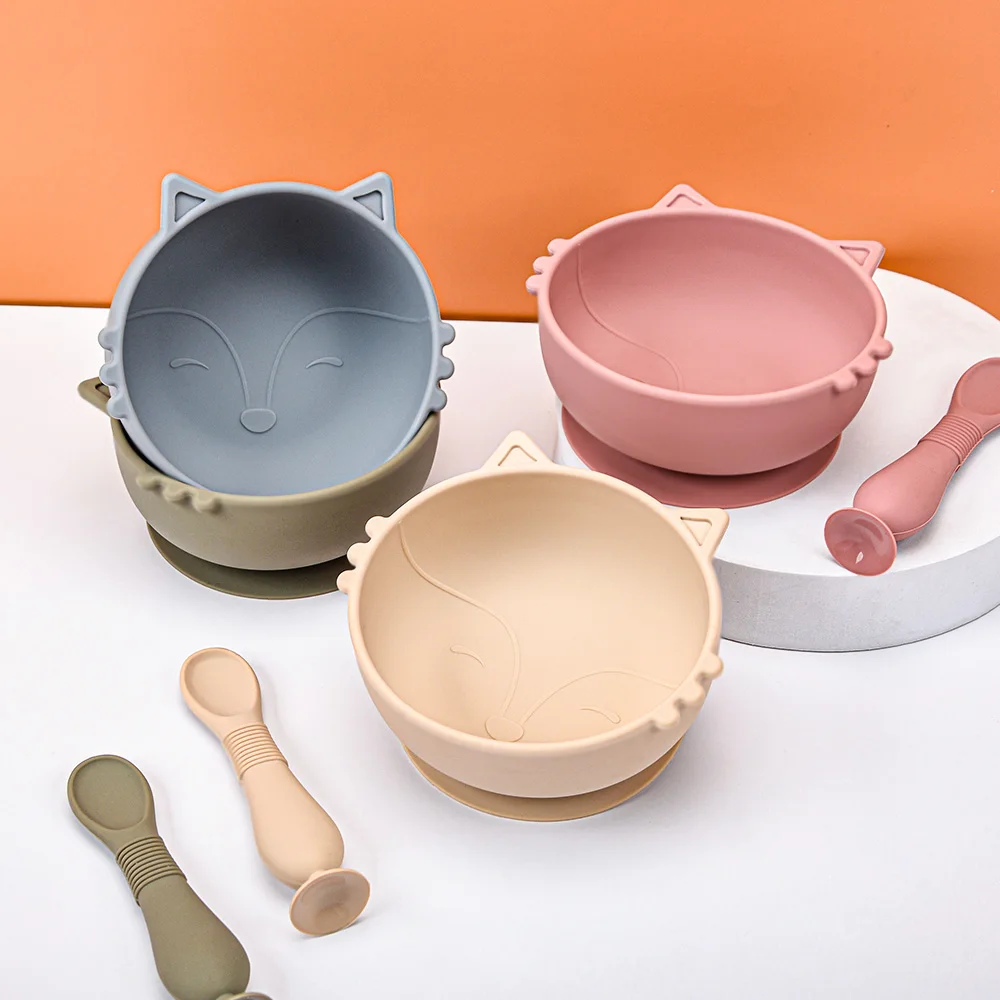BPA-Free-2Pcs-1Set-Silicone-Baby-Feeding-Bowl-Silicone-Dishes-for-Baby-Tableware-Waterproof ...