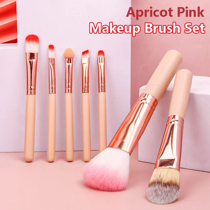 7pcs-set-Mini-Apricot-Pink-Professional-Makeup-Brush-Kit-Powder-Brush ...
