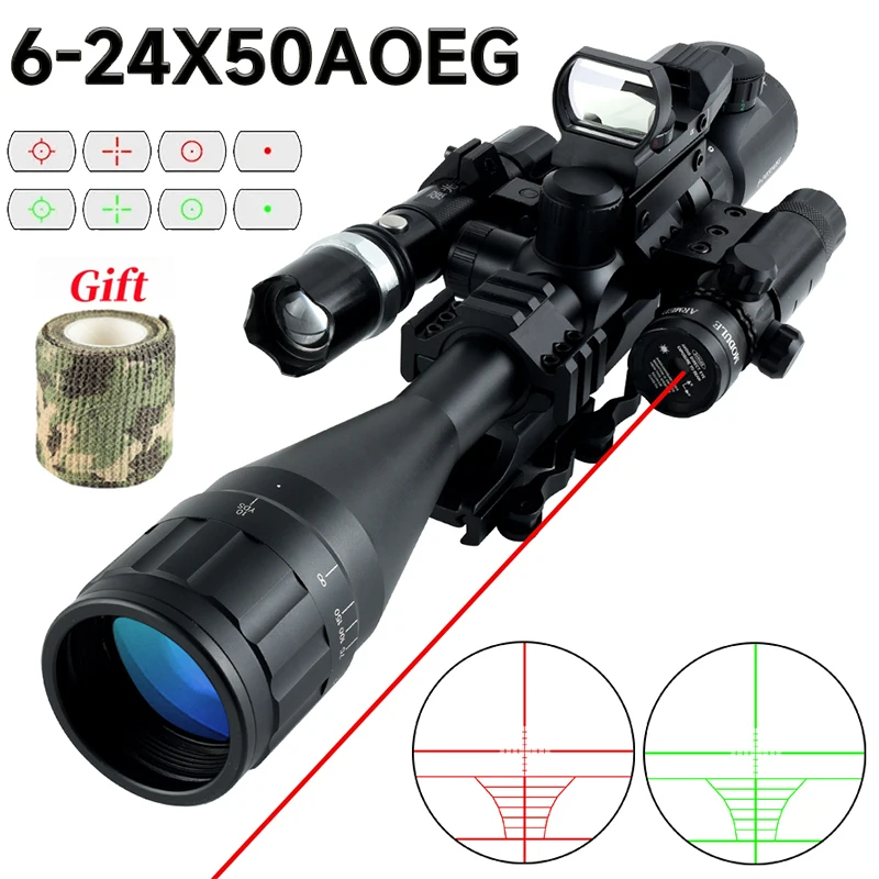 Optics-6-24x50-AOE-Rifle-Scope-Hunting-Riflescope-Combo-Optical-Aim ...