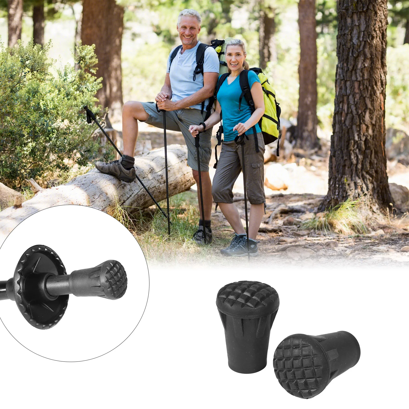 6pcs/set Replacement Outdoor Trekking Hiking Pole Tip End Walking Stick ...