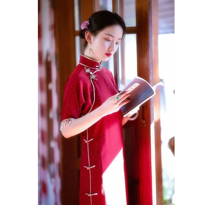 Elegante cetim gola pérola borla vestidos de casamento para mulher ...