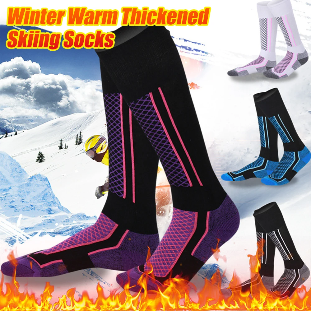 1pair Winter Warm Thickened Ski Socks Outdoor Sports Hiking Breathable ...