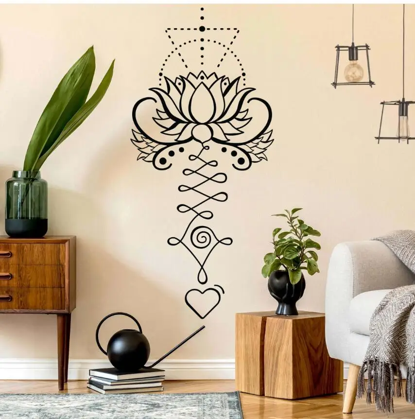 Large Mandala Lotus Wall Sticker Bedroom Office Zen Meditation Flower ...