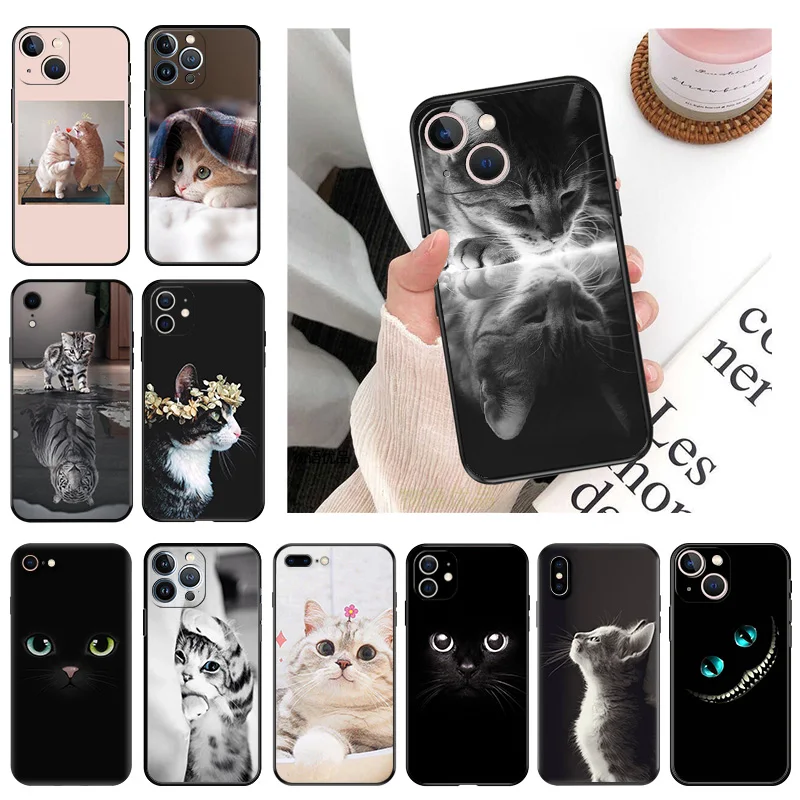 Ultra-Thin-Matte-Soft-Cute-Pink-Black-Cat-Phone-Case-For-iPhone-16Pro ...