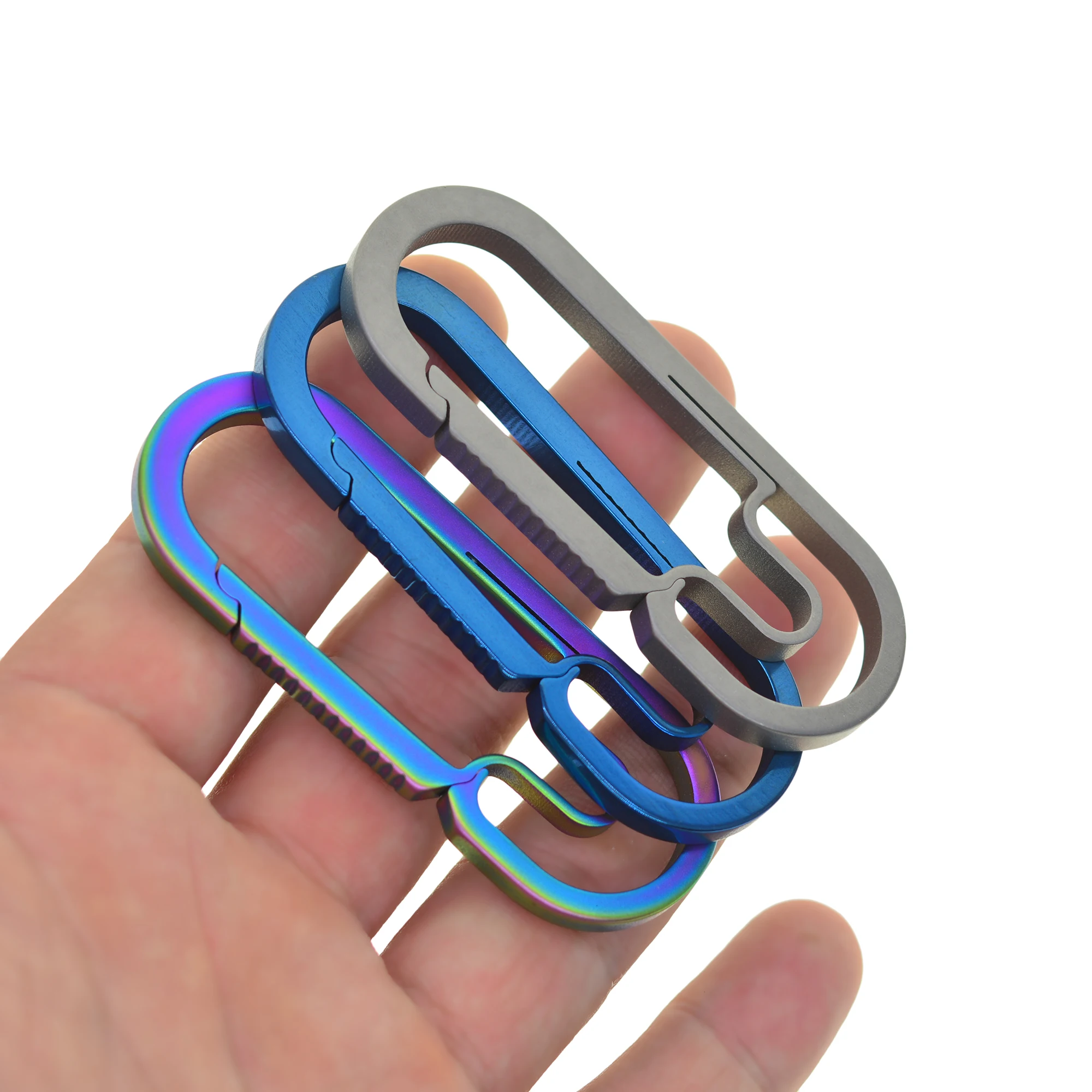 2-75inch-70mm-Large-Ti-keychain-color-Solid-titanium-oval-snap-Lock ...